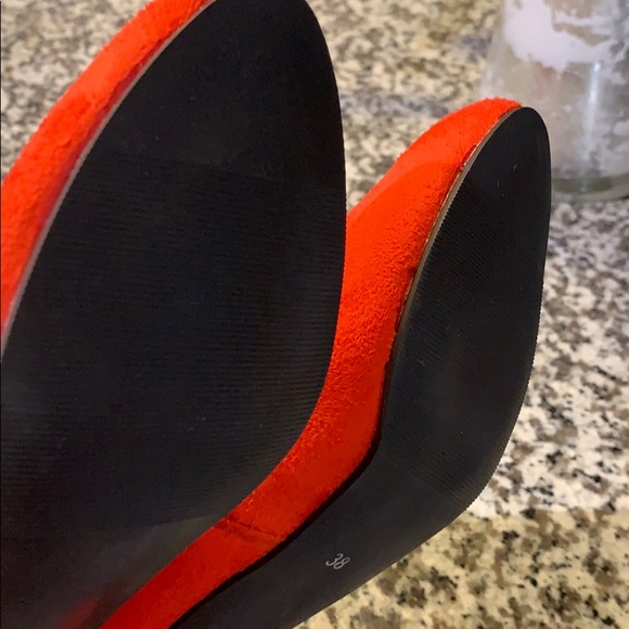 Shoes | Red Suede Slouch Heeled Boots | Poshmark